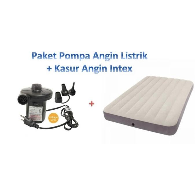 Jual PAKET Pompa Angin Listrik + Kasur Angin Intex Durabeam Twin 64707 ...