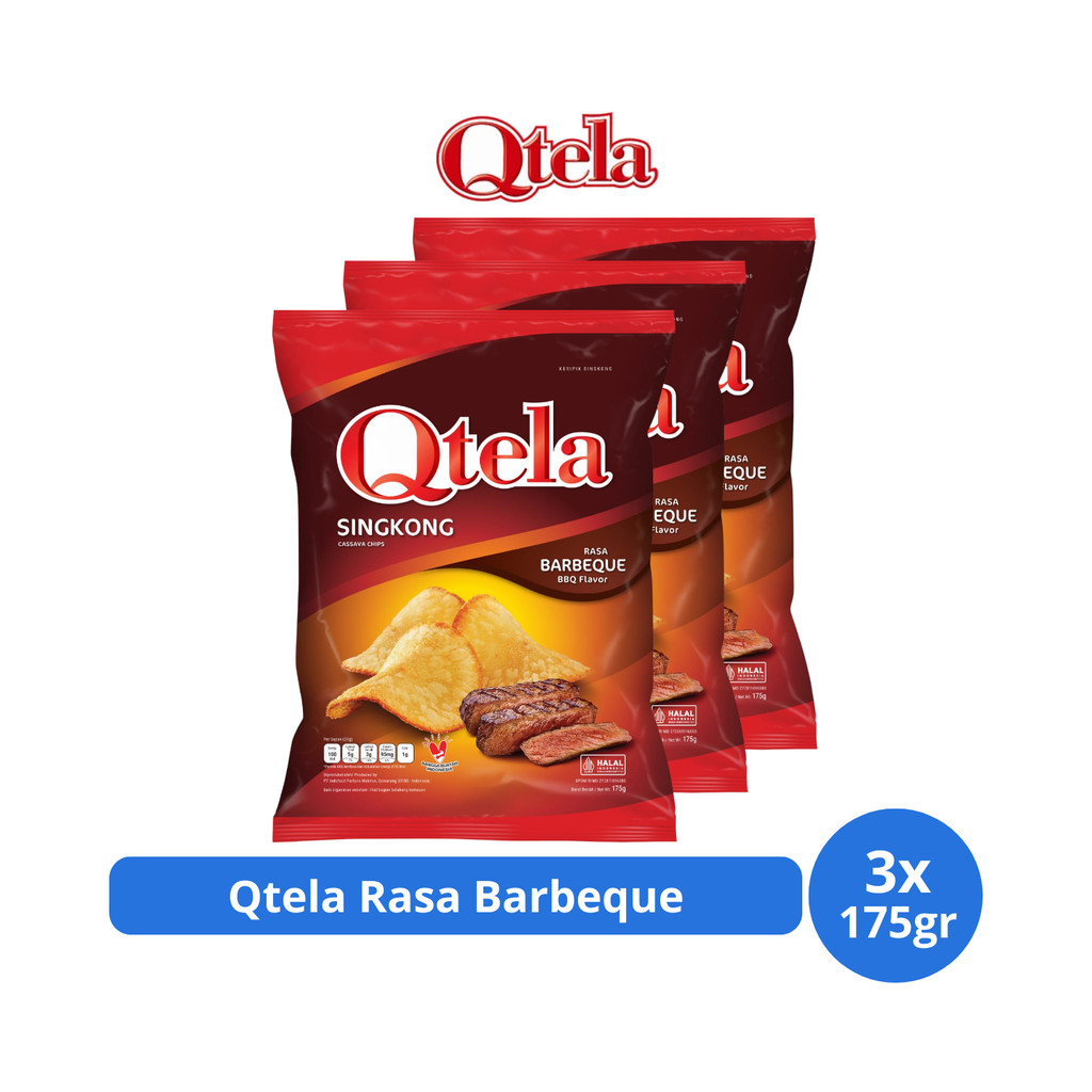 Jual Qtela Keripik Singkong Rasa Barbeque 175gr x 3 pcs | Shopee Indonesia