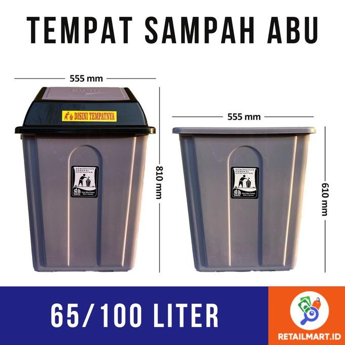 Jual MPW: TEMPAT SAMPAH ABU 65 LITER/ 100 LITER PM | Shopee Indonesia