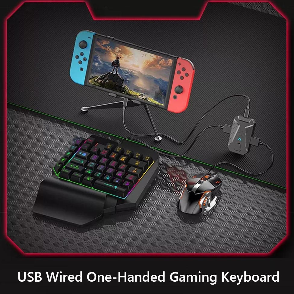 Jual Keyboard And Mouse Combo RGB Backlit One-Handed Keypad Mice with ...