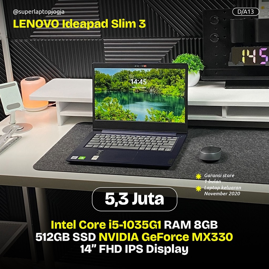 Jual Lenovo Ideapad Slim 3 intel core i5 gen 10 nvidia mx330 | Shopee ...