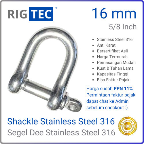 Jual Populer Shackle / Segel 16 Mm Stainless Steel 316 5/8 Inch Gms ...