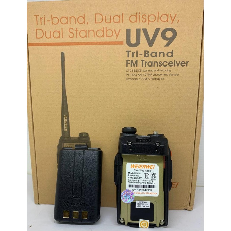 Jual HT WEIERWEI UV9 tri band VHF UHF 350MHZ HT UV-9 TYPE UV 9 new model | Shopee Indonesia