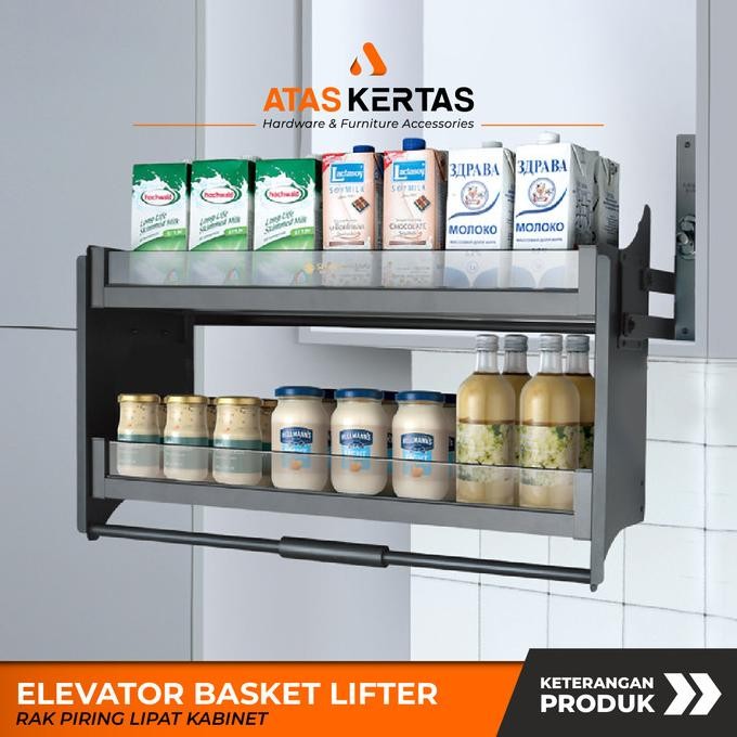 Jual Rak piring tarik elevator dish rack pull down aluminium adjustable | Shopee Indonesia