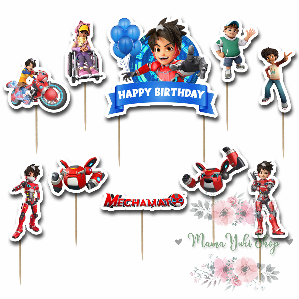 Jual Topper Cake Hiasan Kue Ulang Tahun Anak motif MECHAMATO | Shopee ...
