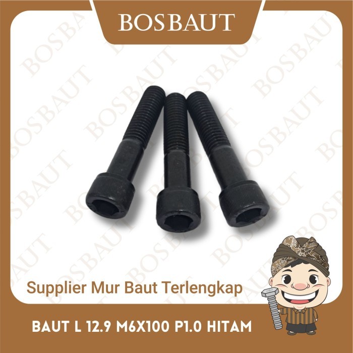 Jual Baut L Socket Baja 12.9 M6X100 P1.0 HITAM | Shopee Indonesia