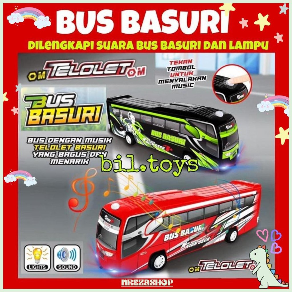 Jual Mainan Anak Bus Basuri Mainan Viral Bus Telolet Dilengkapi Suara ...