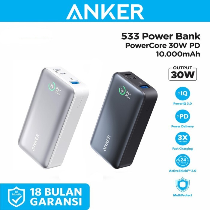 Jual ANKER 533 Powerbank Mini Super Fast Charging Powercore 30W PD Type ...