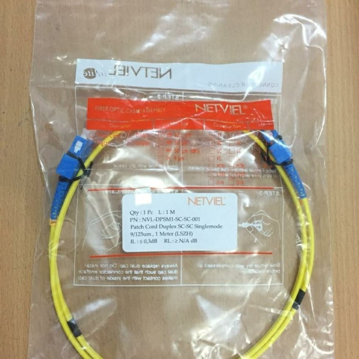 Jual Netviel Patch Cord SC-SC, Duplex singlemode 9/125um, 1 meter ...
