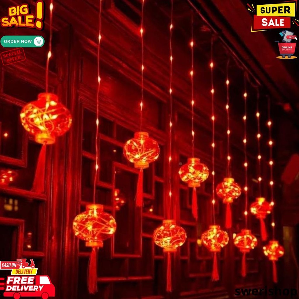 Jual 3.5 Meter Lampu Hias Imlek Fu Tahun Baru Lampu Tirai Imlek Lampu ...