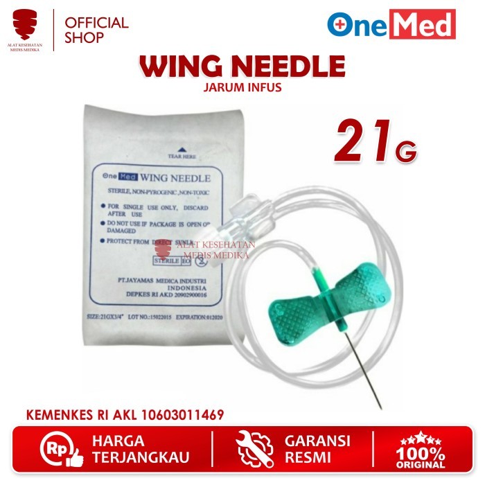 Jual Needle Wing 21G Onemed Jarum Infus Infusion Set Kupu 21 G Sterile ...
