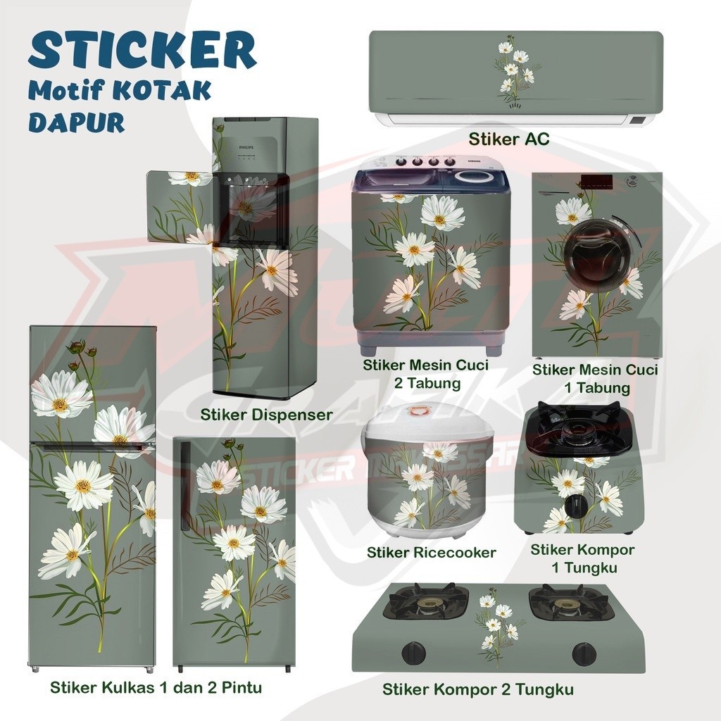 Jual Stiker Sticker Setiker kulkas kompor mesin cuci 1 2 pintu tabung ...