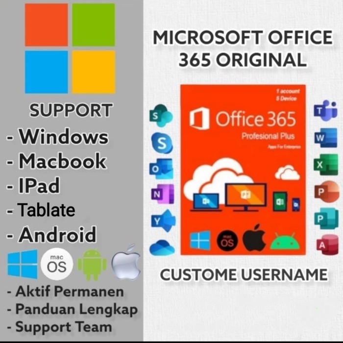 Jual Microsoft Office 365 Original Win/Mac/Android/Tab/Ipad Lifetime | Shopee Indonesia
