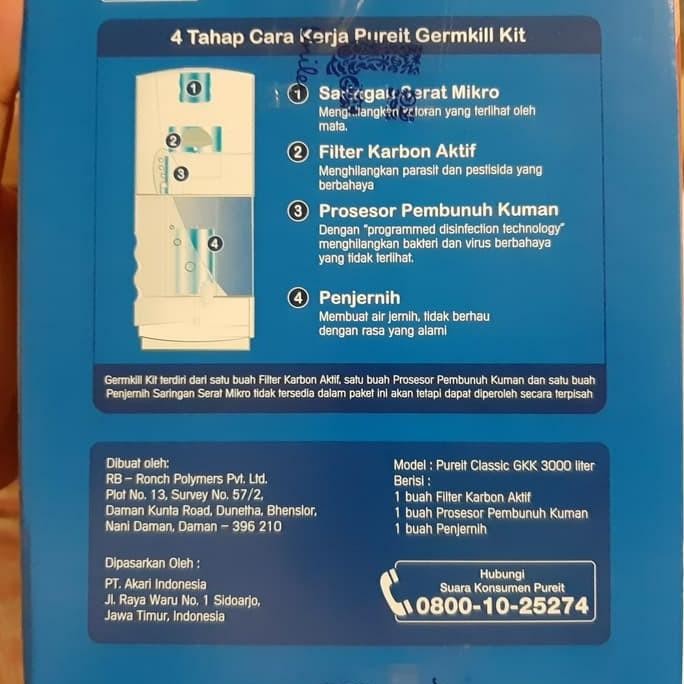 Jual Unilever Pureit Pure It Classic Germkill Kit Filter 3000L 3000 L ...