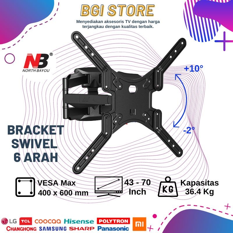 Jual Bracket mount TV LED LCD NB P5 North Bayou 43 - 70 INCH | Shopee ...