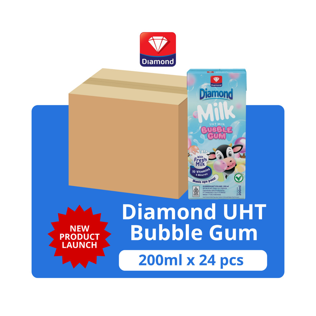 Jual Diamond Milk Susu UHT Bubble Gum 200ml x 24 pcs (Karton) | Shopee Indonesia