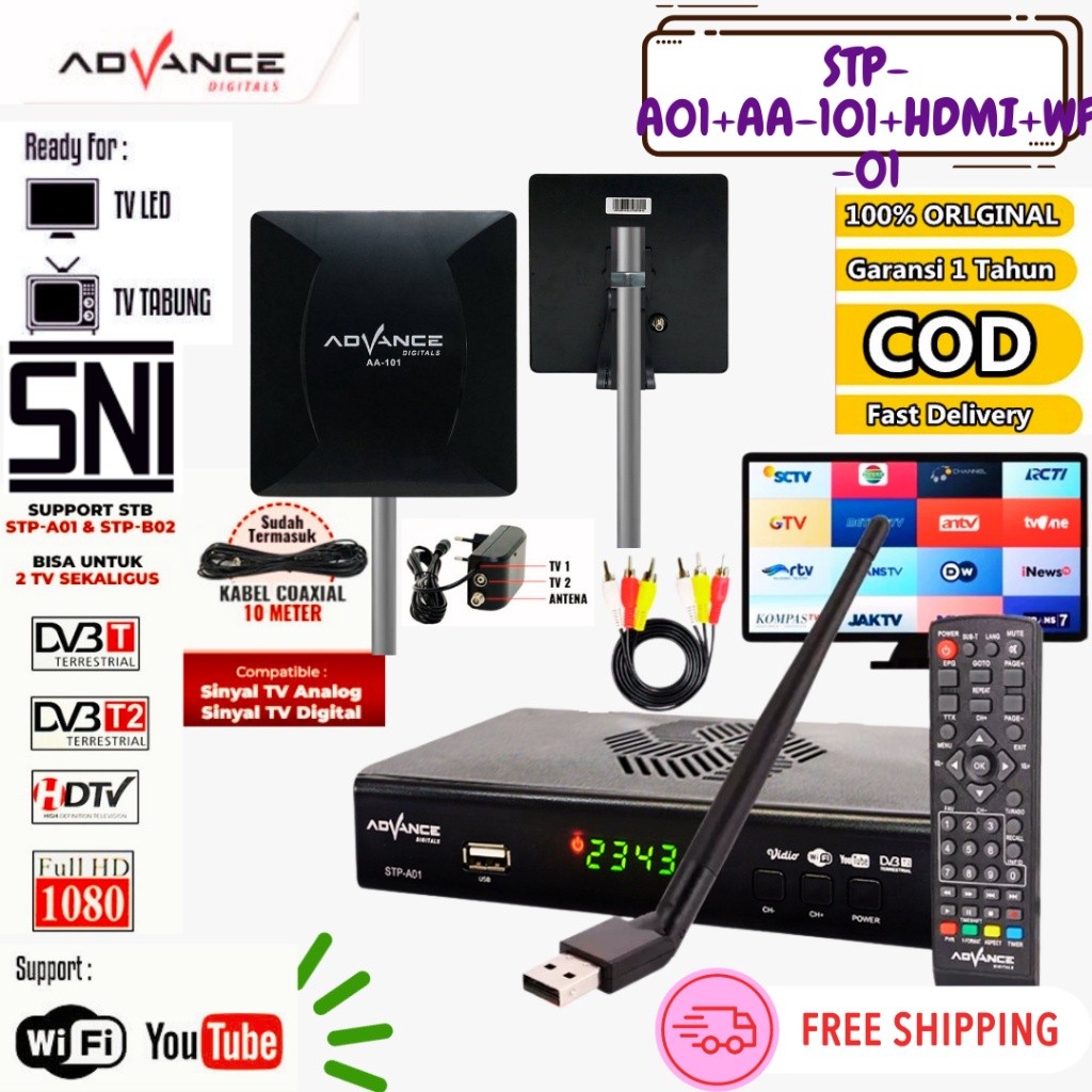 Jual Set Top Box TV Lengkap + antena Digital Advance STP-A01 Receiver Penerima Siaran Bisa ...