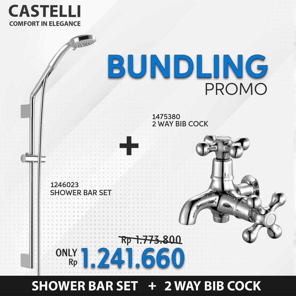 Jual Castelli 1276041 1475380 Shower Bar Set + Keran 2 Way Bib Cock ...