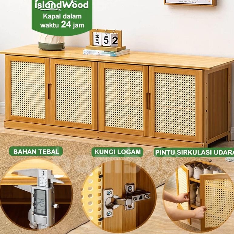 Jual BAMBOO Lemari sepatu bambu Rak Sepatu Duduk 124CM Rak Multifungsi ...