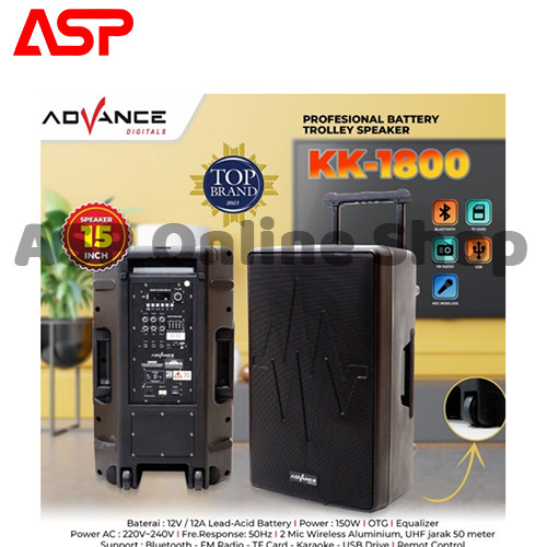 Jual ADVANCE KK 1800 Audio Speaker Portable 15 inch Extra Bass FREE ...