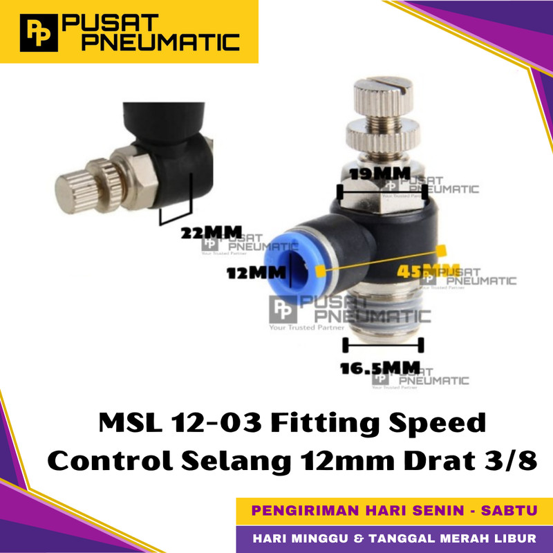 Jual MSL 12-03 One Touch Male Thread Speed Control Fitting Slip Lock ...
