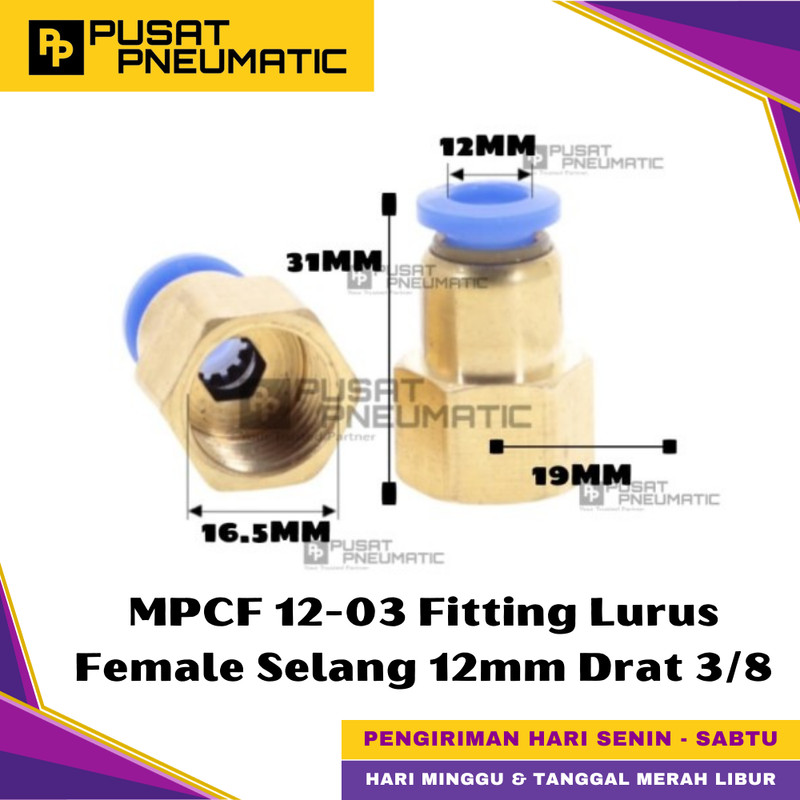 Jual MPCF 12-03 One Touch Female Thread Straight Fitting Slip Lock ...