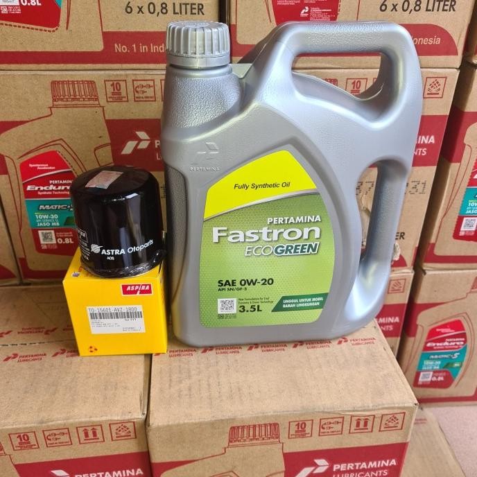 Jual Paket Ganti Oli dan Filter Agya Calya Fastron ecogreen 0w-20 3,5 L ...