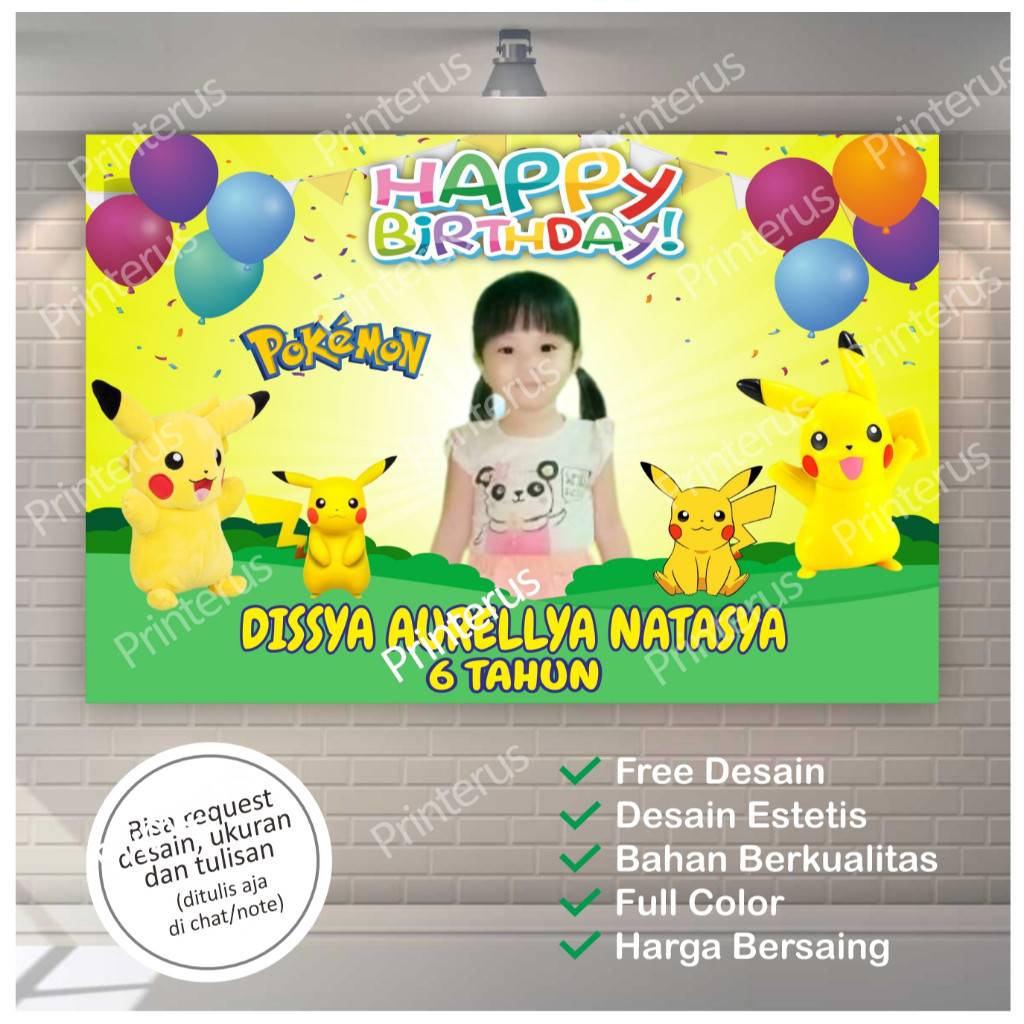 Jual BELANJA HEMAT !! Banner Spanduk Ulang Tahun Anak Tema Pokemon ...