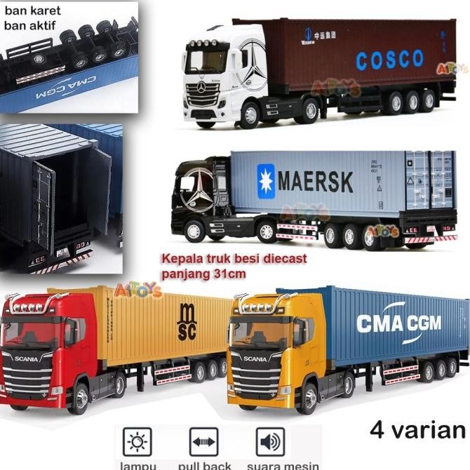 Jual Promo Diecast Truk Trailer Mainan Truk Trailer Mainan Truk Scania Mainan Truk Fuso Diecast ...