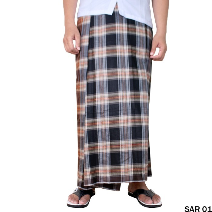 Jual Kain Sarung Pria Muslim Katun Hitam Putih SRG 100 | Shopee Indonesia