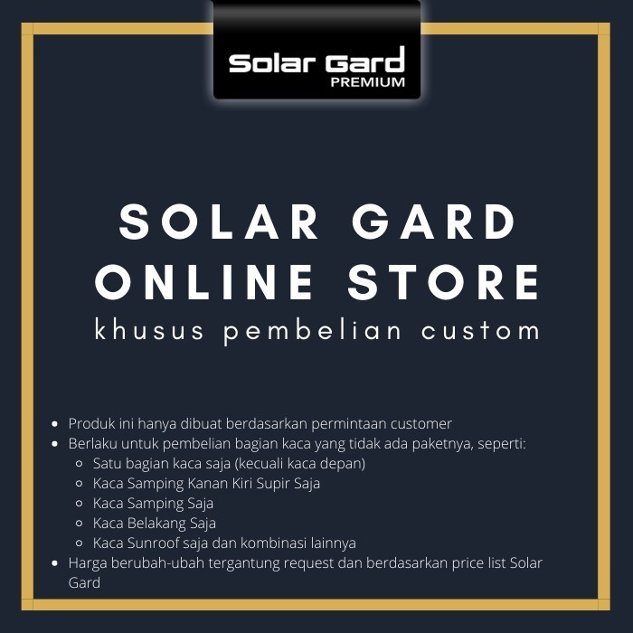 Jual Solar Gard / Solargard Kaca Film - Custom | Shopee Indonesia