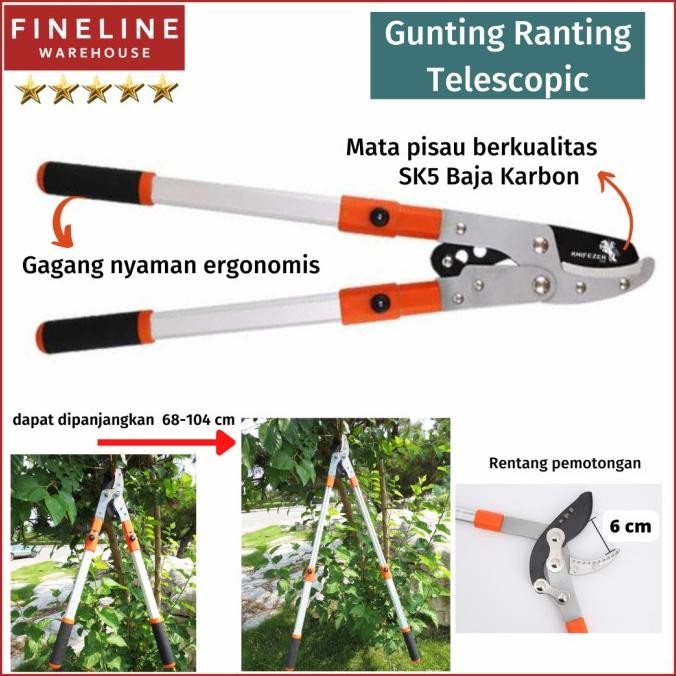 Jual Gunting Ranting Dahan Batang Pohon Teleskopik Telescopic Pruning Shear | Shopee Indonesia