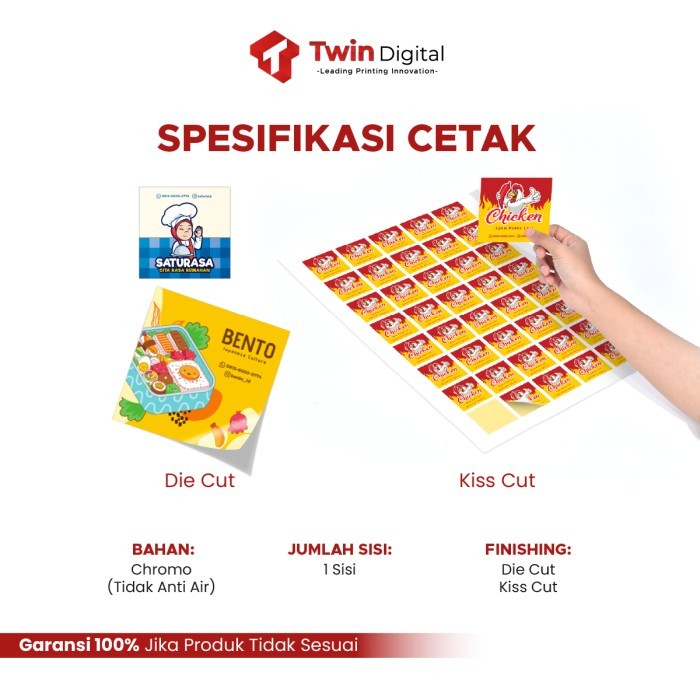 Jual Stiker Label Kemasan Produk Kotak Custom- Sticker Chromo Cutting ...