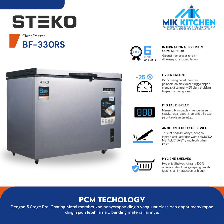 Jual STEKO Chest Freezer 300 Liter BF-330RS / BF 330RS / BF330RS / BF 330 RS Armoured Series ...