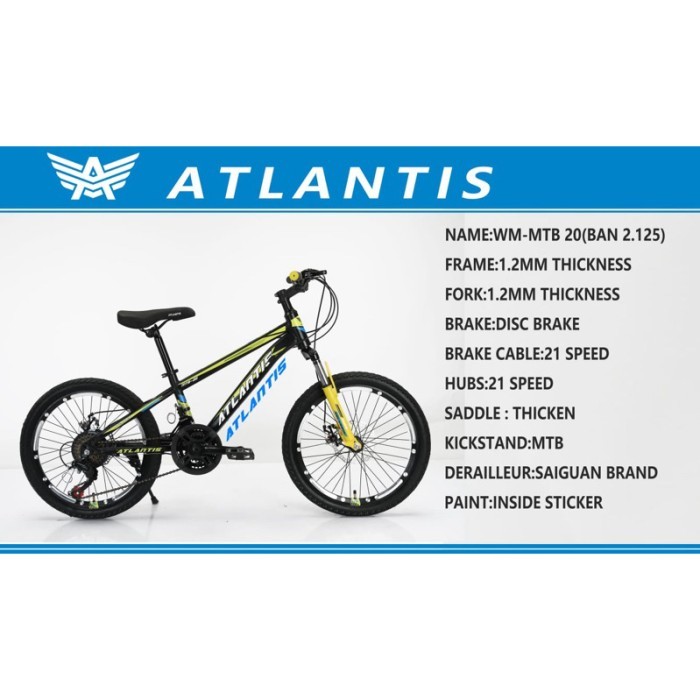 Jual Sepeda Gunung 20" Atlantis MTB 21 Speed - disc brake - fork ...