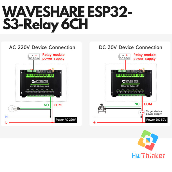 Jual TERBARU - Waveshare Industrial Control 6Ch 6 Ch 6-Channel ESP32-S3 ...
