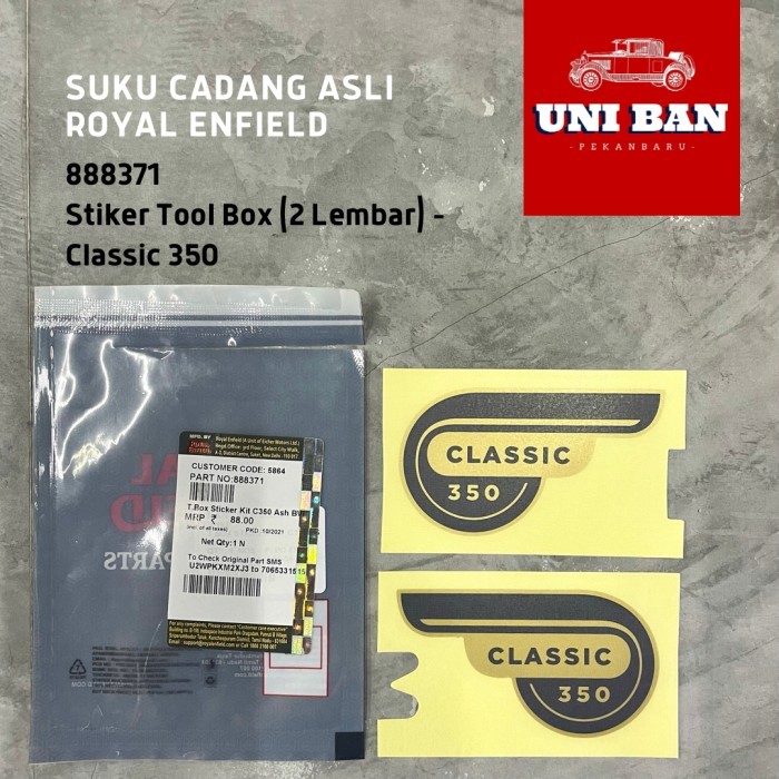 Jual Stiker Toolbox Classic 350 2 Lembar 888371 - Royal Enfield ASLI ...