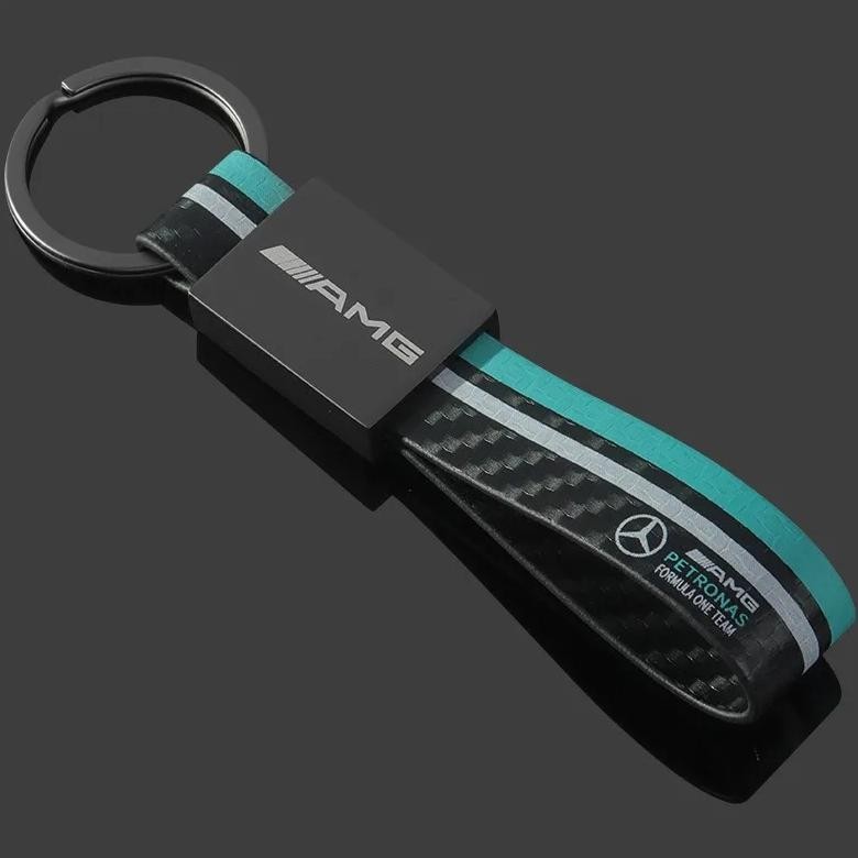 Jual Fashion Car Carbon Fibre Key Fobs Ring Racing Keychain For ...