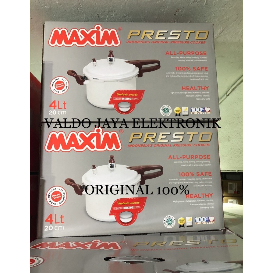 Jual Maxim Presto 4 Liter 20Cm/Panci Cepat Matang Maxim Original | Shopee Indonesia