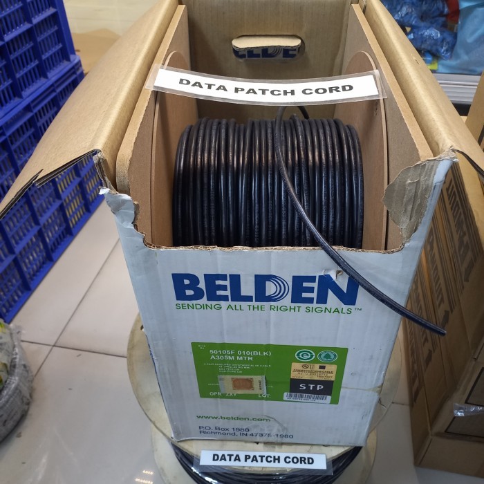 Jual kabel LAN STP CAT 5e OUTDOOR BELDEN tipe 50105F warna HITAM @100 ...