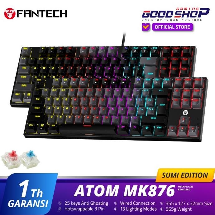 Jual FANTECH ATOM MK876 V2 RGB GAMING MECHANICAL KEYBOARD TKL SUMI EDITION STOK TERBATAS ...