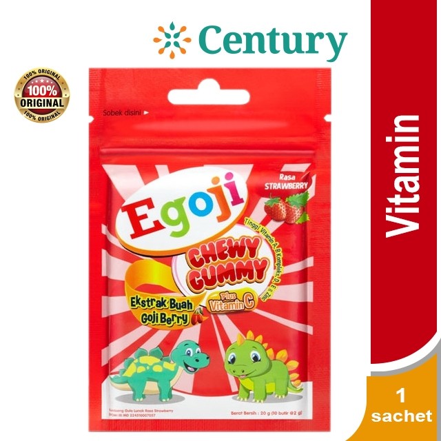 Jual Egoji Chewy Gummy Rasa Strawberry 1 Sachet 20 gr / Multivitamin ...
