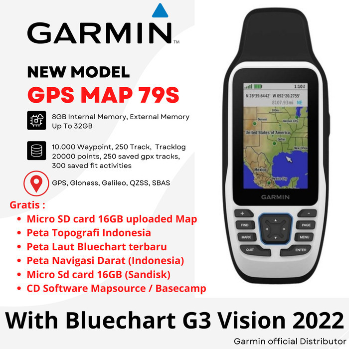 Jual Garmin 79S GPS Map Khusus Marine Free Peta Laut Bluechart G3 ...