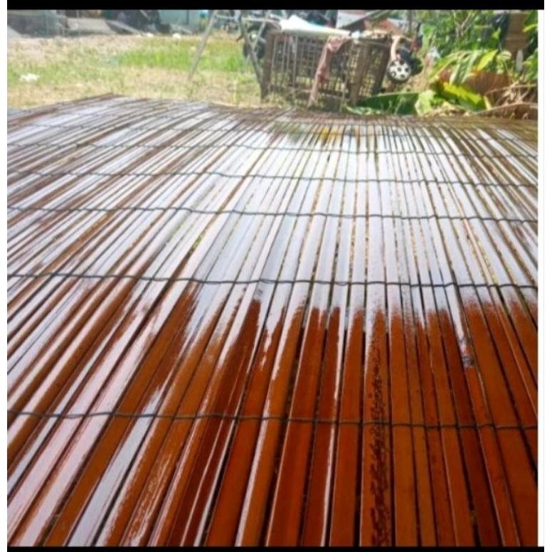 Jual Tirai Bambu Plitur vernis ukuran lebar 2m x tinggi 3m lengkap tali ...