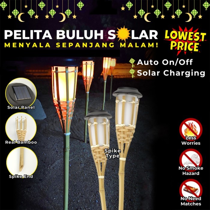 Jual PRODUK TERBATAS Lampu Taman Tancap Solar Obor LED Pelita Buluh ...