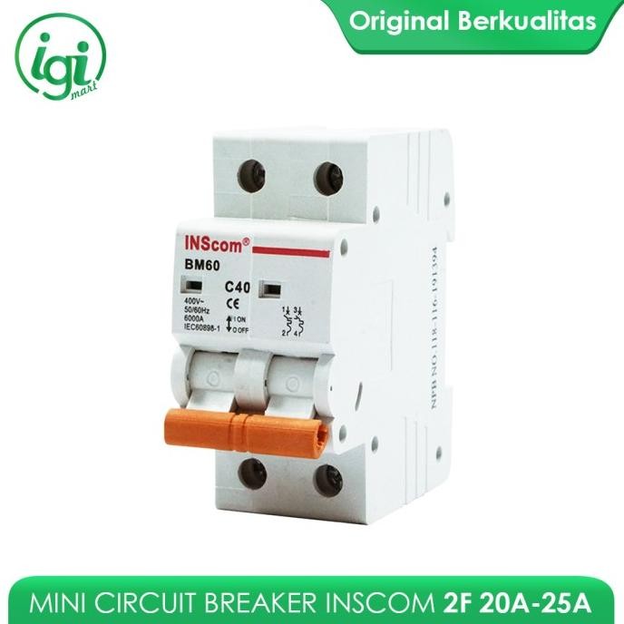 Jual terbaru mcb listrik inscom 2p 20a 25a / mini circuit breaker 2 phase 2 pole | Shopee Indonesia