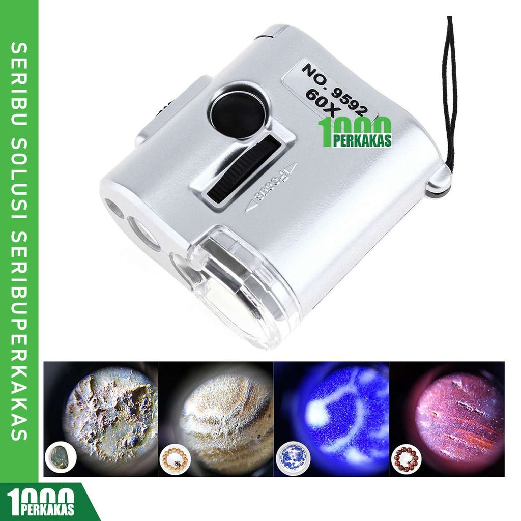 Jual 1P Mini Mikroskop LED UV 60X / Microscope Portable / Kaca Pembesar ...