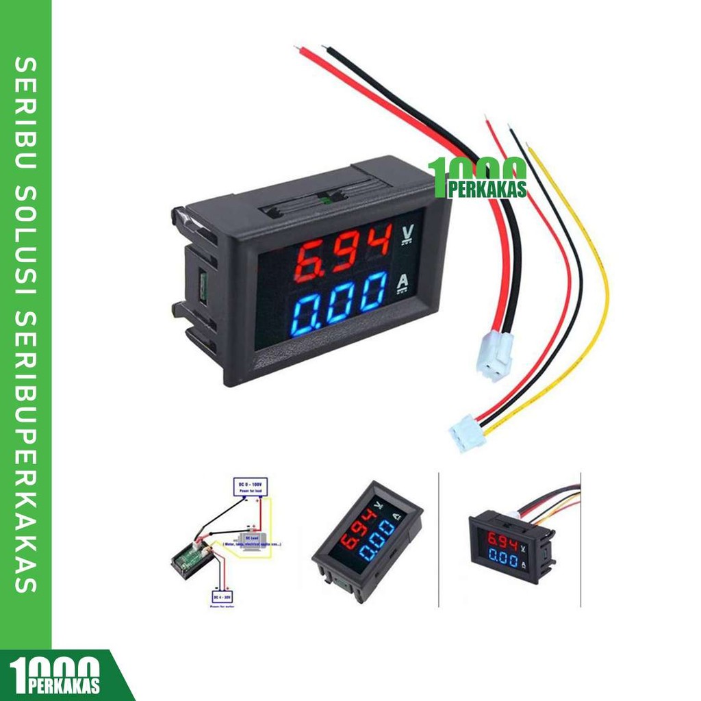 Jual 1P 100V DC 10A Voltmeter Ammeter Digital / Amperemeter Amper Voltaga Meter Gauge | Shopee ...
