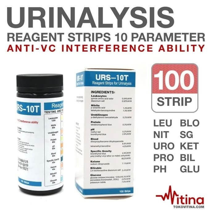 Jual URINALYSIS REAGENT STRIP 10 PARAMETER 100 STRIP TEST URINE VERIFY ...