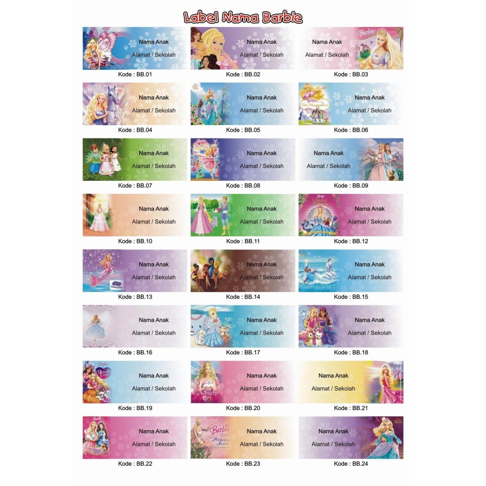 Jual Sticker Label Nama Seri Barbie | Shopee Indonesia